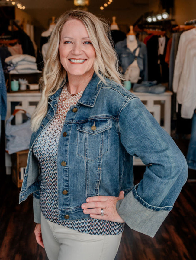 LONG SLEEVE DENIM JACKET W WIDE FIXED CUFF – Mainstream Boutique - Mankato